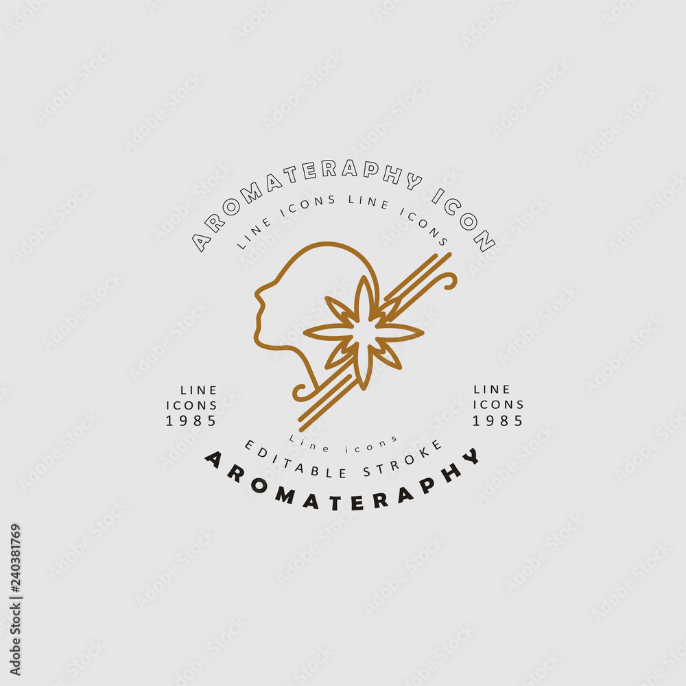 Vector icon and logo for aromatherapy. Editable outline stroke size ...