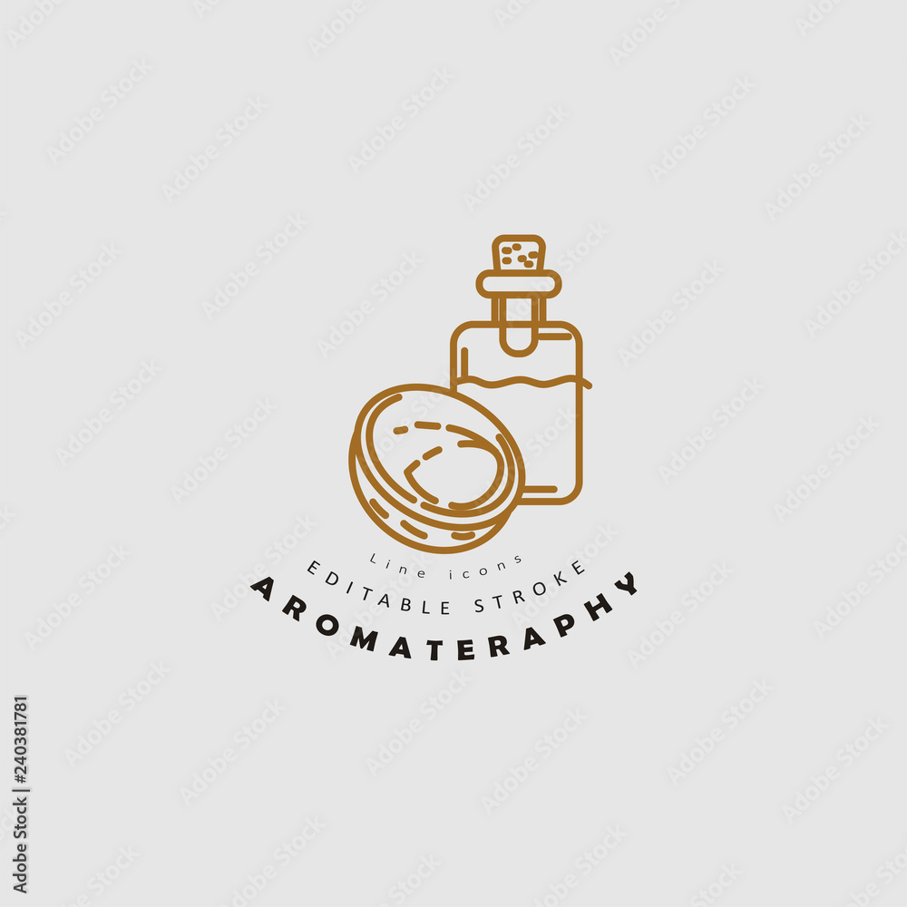 Vector icon and logo for aromatherapy. Editable outline stroke size ...