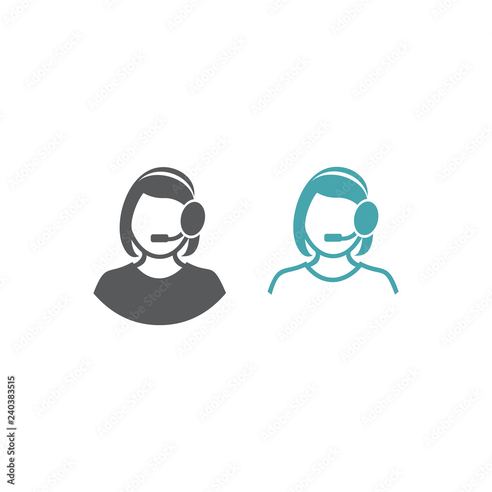 Two vector illustrations of the girl of mobile operator. Set of vector ...