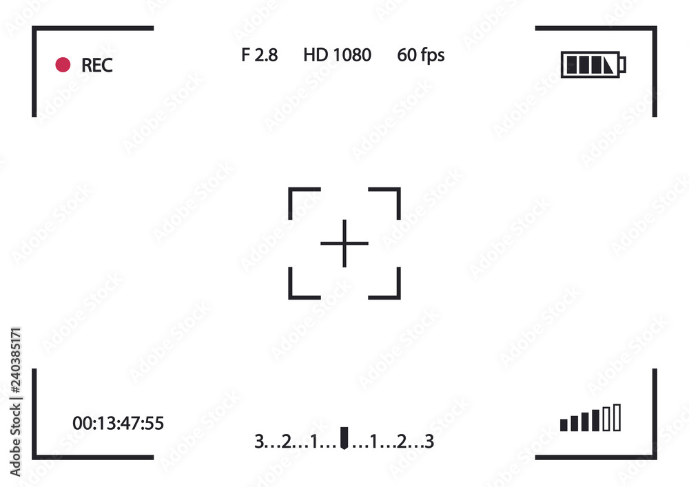 Record frame camera isolated on white background. Viewfinder template ...