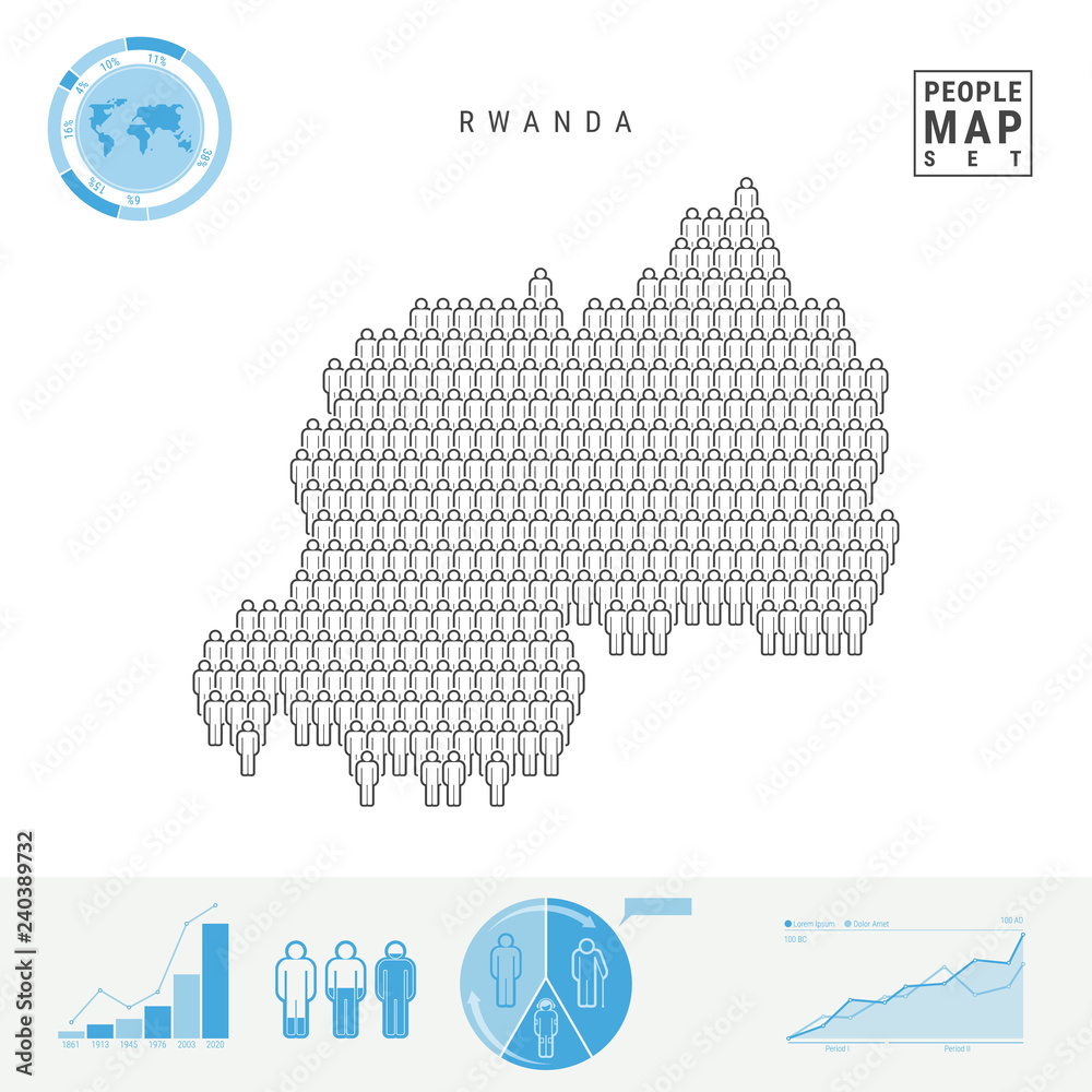 Rwanda People Icon Map. Stylized Vector Silhouette of Rwanda ...