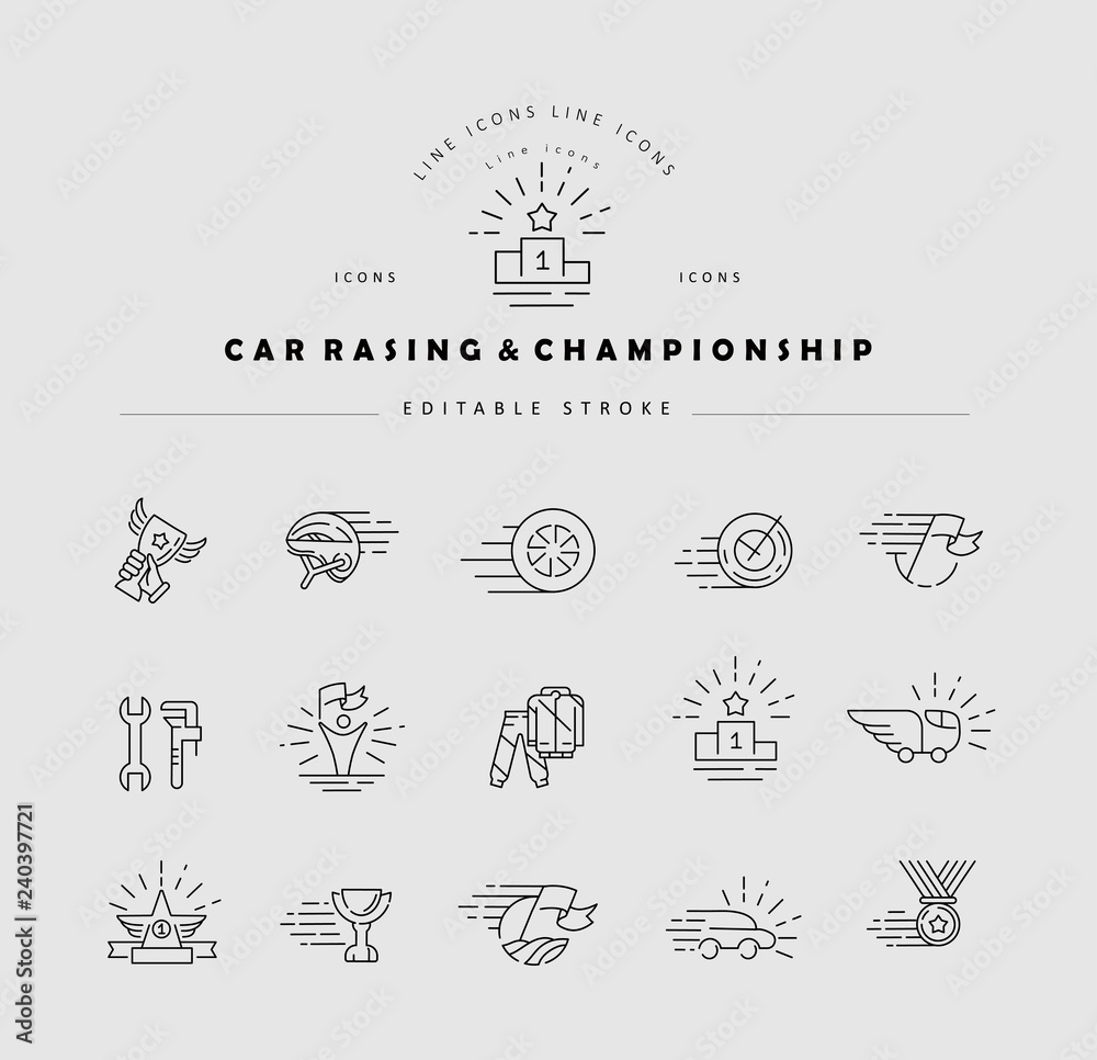 Vector icon and logo for car racing and championship. Editable outline ...