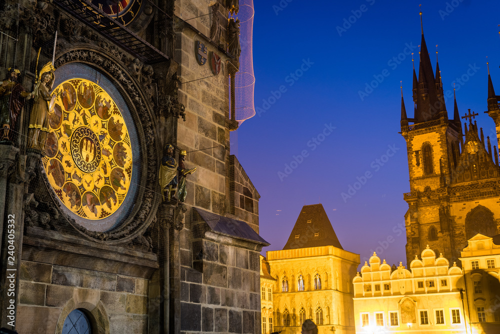 famous prague clock tower at old square Stock Photo | Adobe Stock