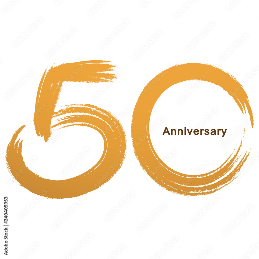 Handwriting - Brush paint celebrating, anniversary of number 50th year ...