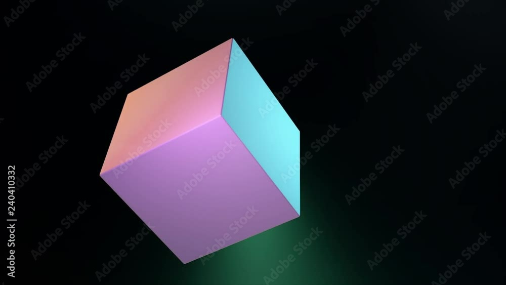 Vidéo Stock Abstract 3D cube rotating and changing colours of its faces ...