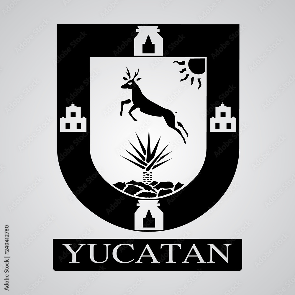 Silhouette of Yucatan Coat of Arms. Mexican State. Vector illustration ...