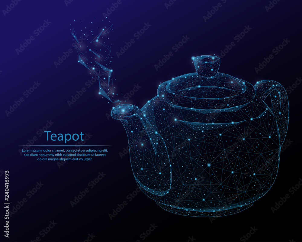 Abstract image teapot in the form of constellations and starry sky ...
