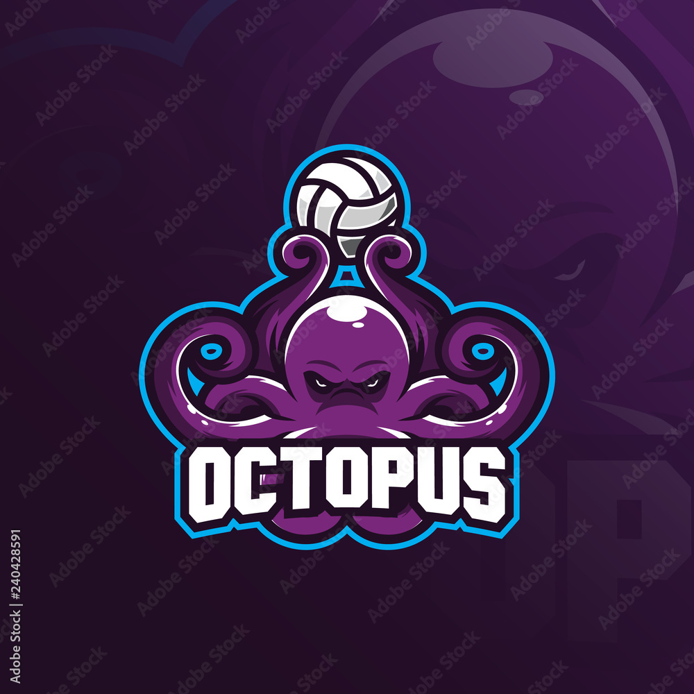octopus mascot logo vector design with modern illustration concept ...