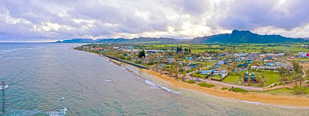 Kapaa Kauai Hawaii City Landscape Beach Valley Mountain Ridge Stock ...
