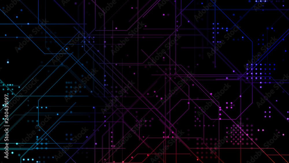 Abstract technology background with glow dots and grid lines. For hi ...
