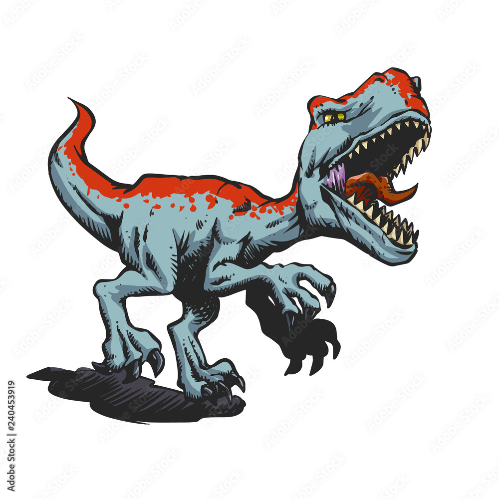 Velociraptor green red - angry dinosaur Stock Vector | Adobe Stock