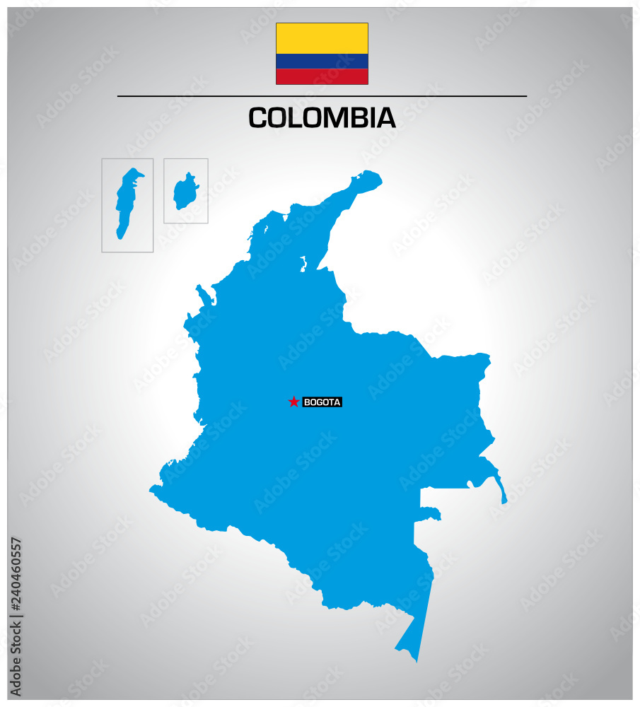 simple vector outline map of colombia with flag Stock Vector | Adobe Stock