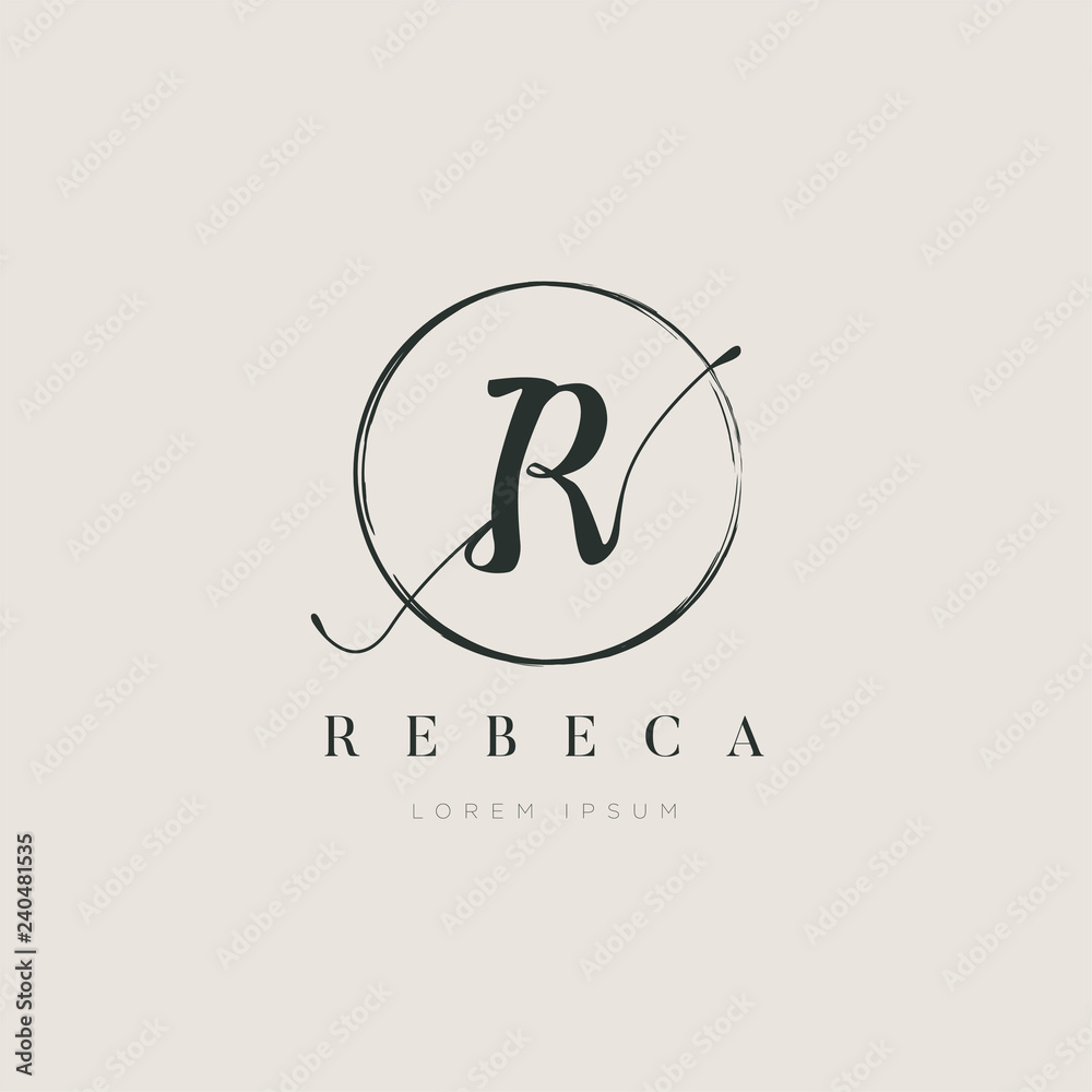 Simple Elegant Letter R Logo With Circle Brush Stock Vector | Adobe Stock