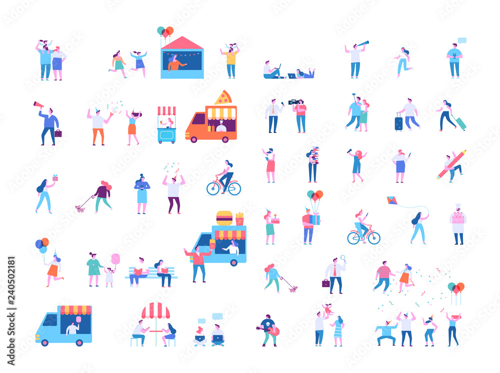 Different people characters big vector set. Flat vector illustration ...