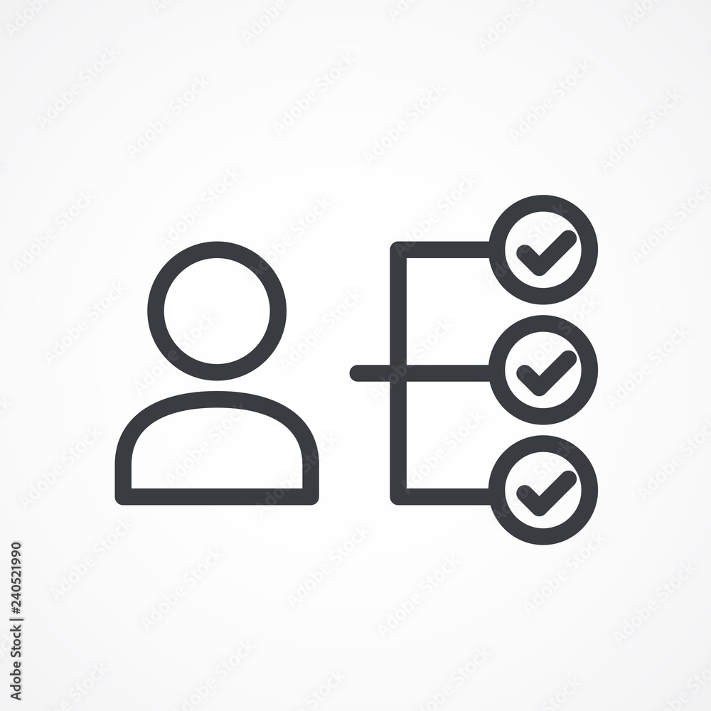 Checklist with man silhouette icon, candidate approved symbol. Vector ...