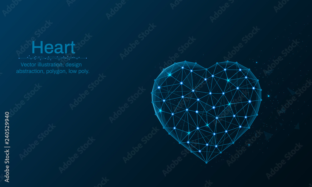 Heart symbol illustration made by points and lines, polygonal, Low poly ...