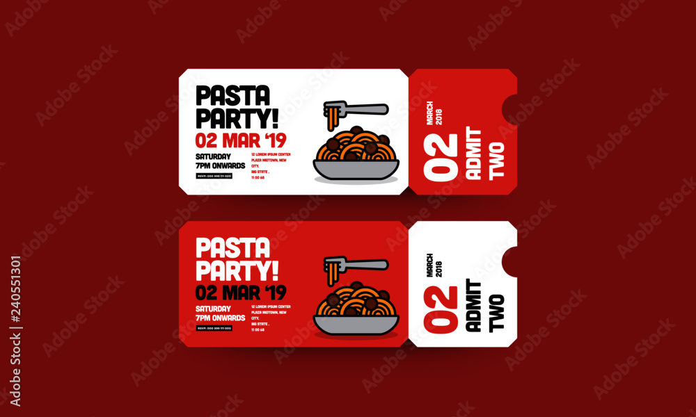 Pasta Party Invitation Design with Where and When Details Stock Vector ...