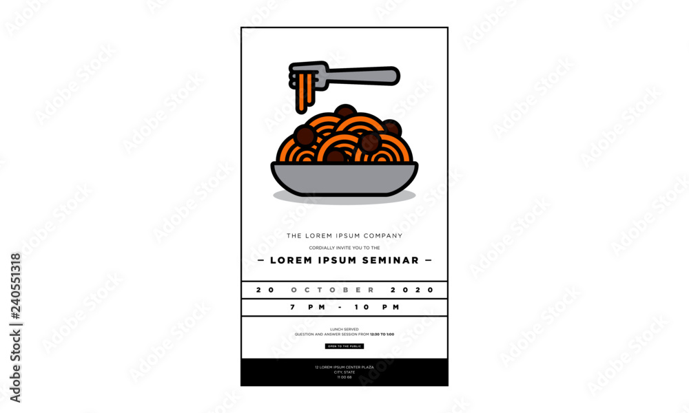 Pasta Party Invitation Design with Where and When Details Stock Vector ...