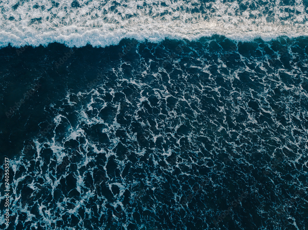 Sea aerial view, top view, amazing nature background. Blue of the water ...