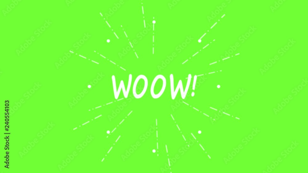 Handmade Woom word doodle animation. Green screen chroma key background ...