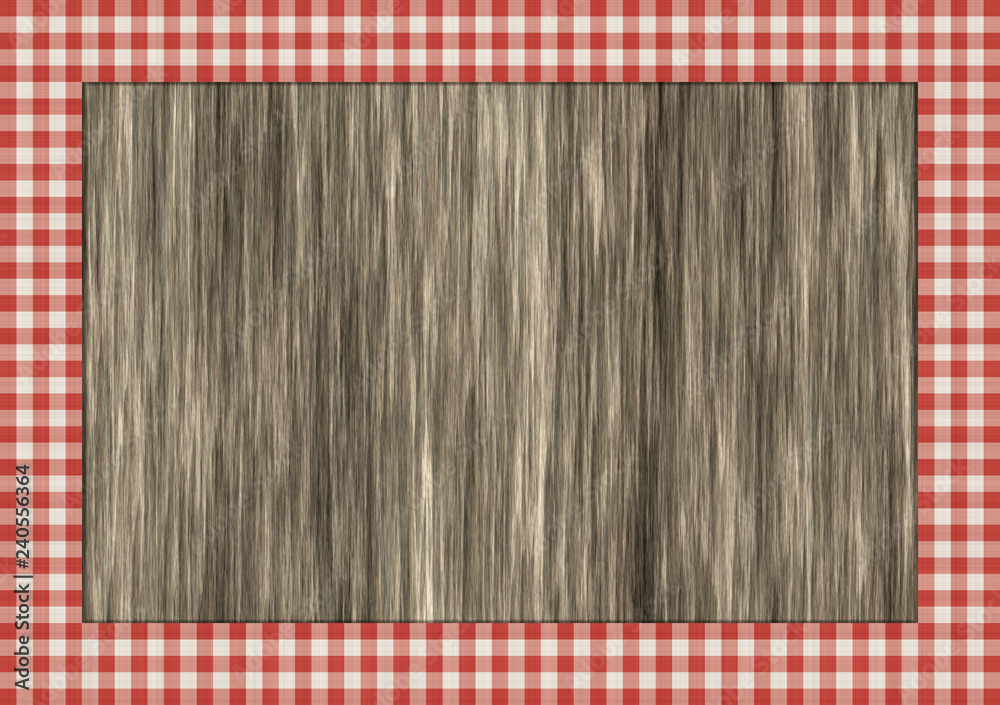 wooden table with red gingham frame border Stock Illustration | Adobe Stock