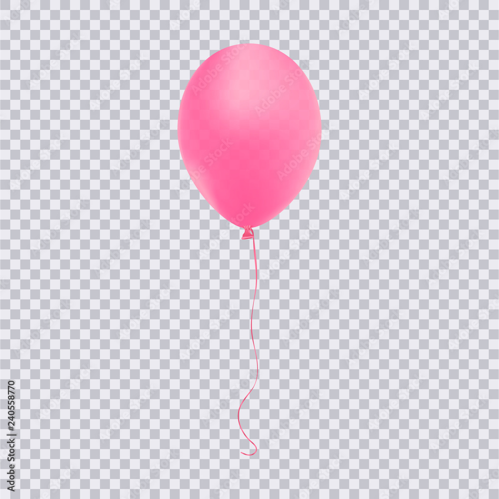 Realistic pink balloon isolated on transparent background. Vector ...