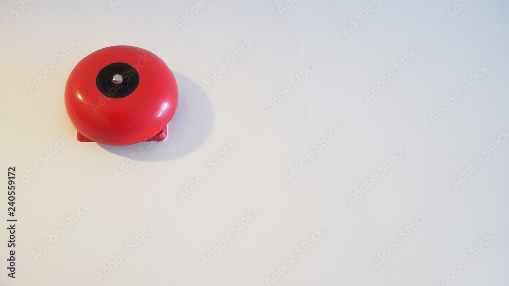 Emergency Fire alarm or alert or bell warning equipment red color on ...