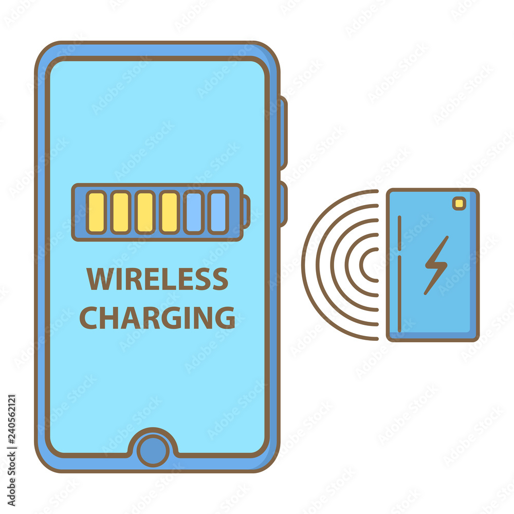 Wireless charging of the smart phone.Inductive charging station.charge ...