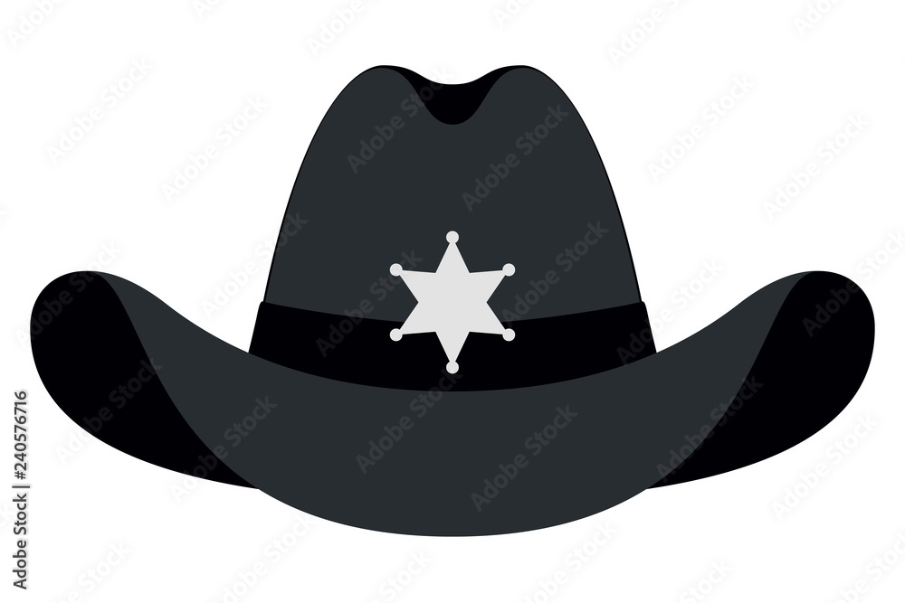 Silhouette Sheriff Hat Icon. Vector Isolated Object. Front View. Symbol ...