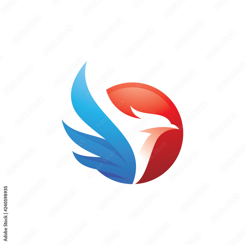 Bird and wing logo design, eagle, hawk, falcon and circle vector icon ...