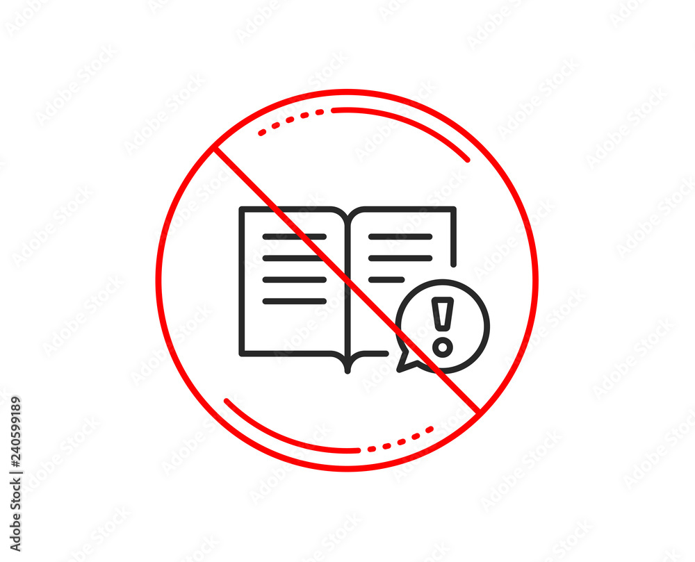 No or stop sign. Interesting facts line icon. Exclamation mark sign ...