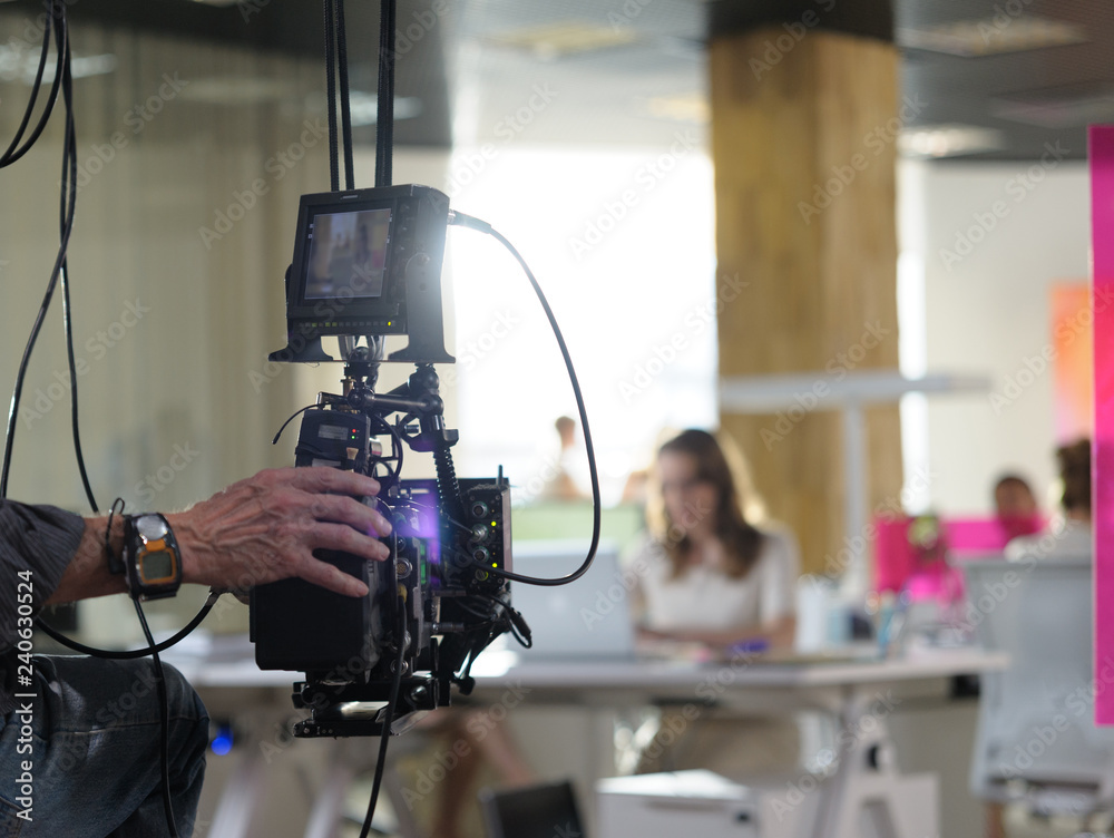 Behind the scenes of the camera when shooting a film, advertisement ...
