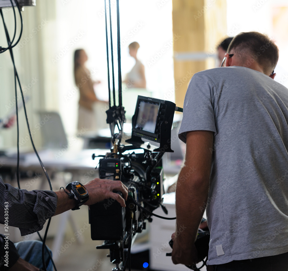 Behind the scenes of the camera when shooting a film, advertisement ...