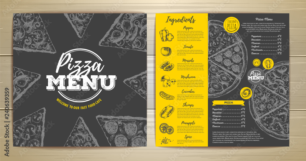 Vintage pizza menu design Stock Vector | Adobe Stock