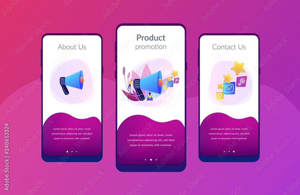 Businessman with megaphone promote media icons. Sales promotion and ...