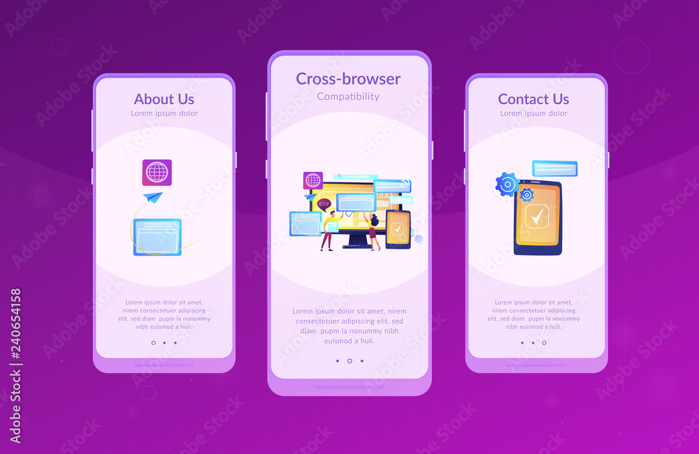 Programmers with browser windows and pc and tablet. Cross-browser ... Programmers with browser windows and pc and tablet. Cross-browser ...