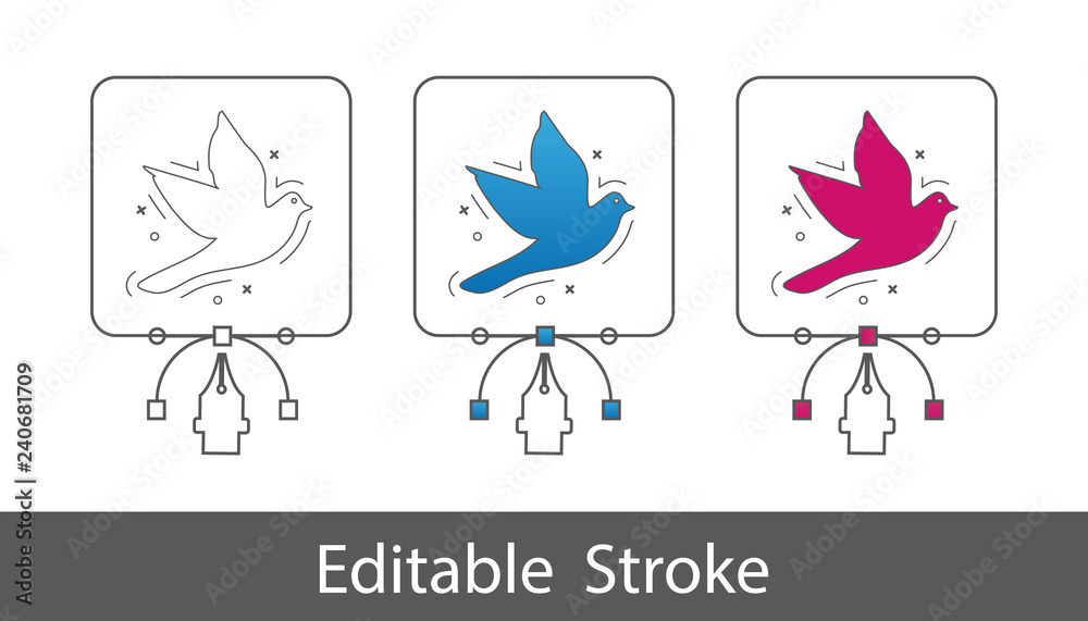 Dove Symbol - Outline Styled Icon - Editable Stroke - Vector ...