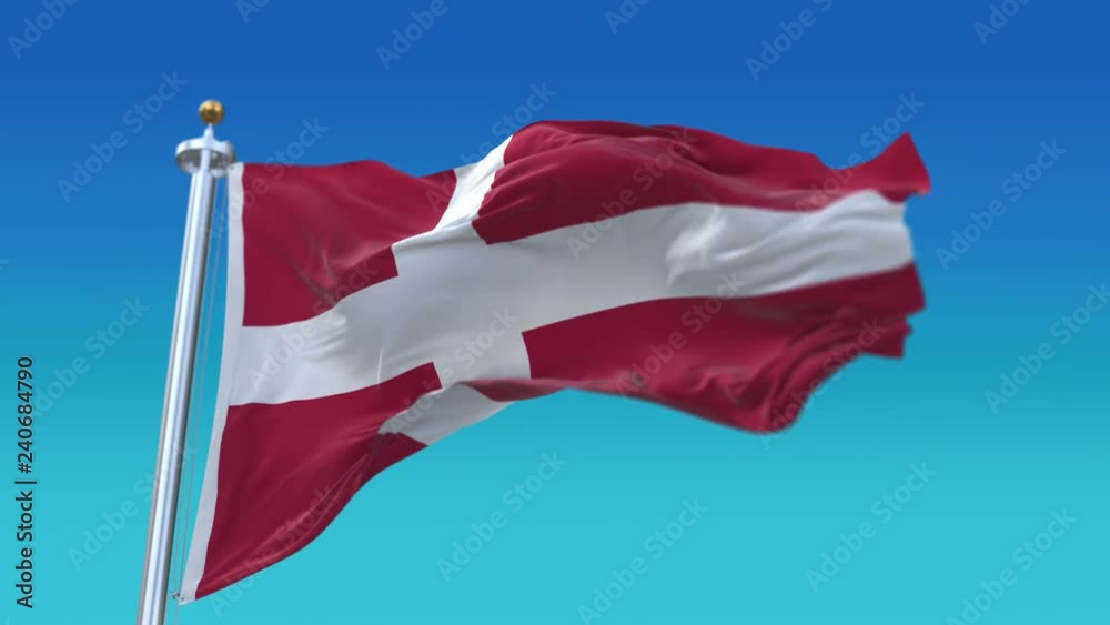 4k Seamless Denmark flag waving in wind,fully digital rendering,The ...
