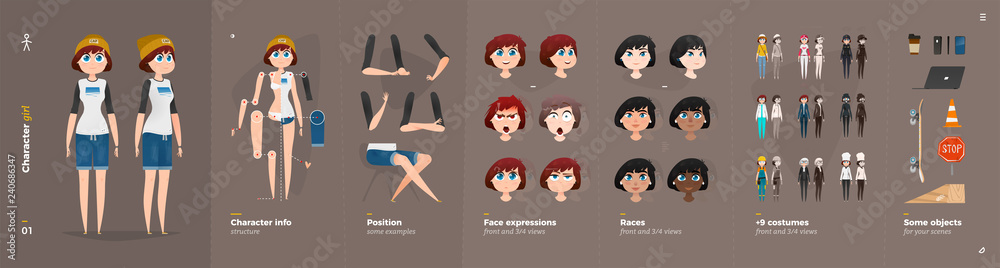 Cartoon Character Animation Set For Your Motion Design. Stock Vector ...