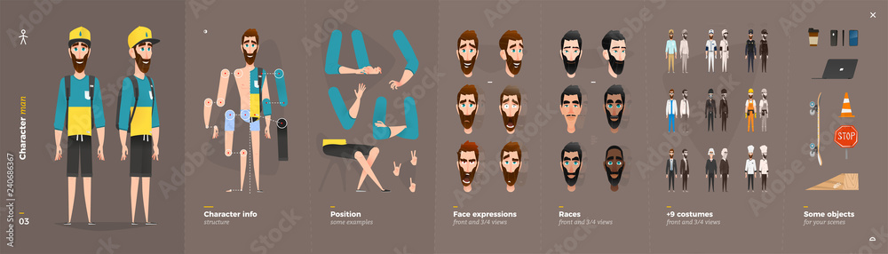 Cartoon Character Animation Set For Your Motion Design. Stock Vector ...