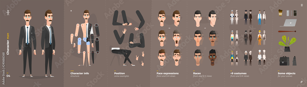 Cartoon Character Animation Set For Your Motion Design. Stock Vector ...