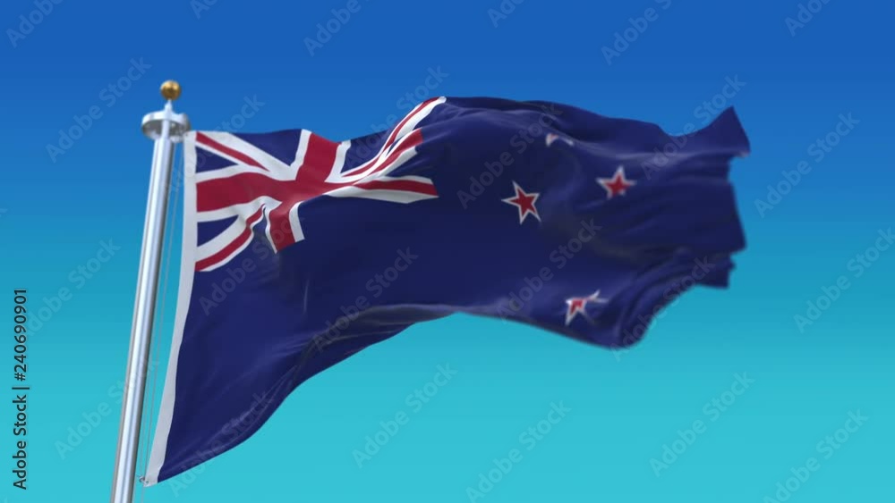 4k Seamless New Zealand flag waving in wind,fully digital rendering,The ...