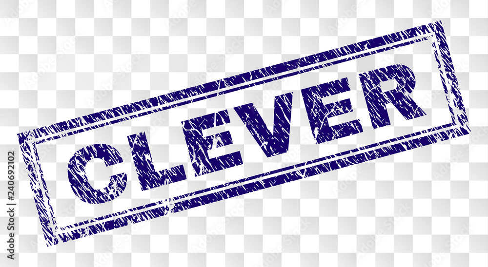 CLEVER stamp seal print with grainy style and double framed rectangle ...