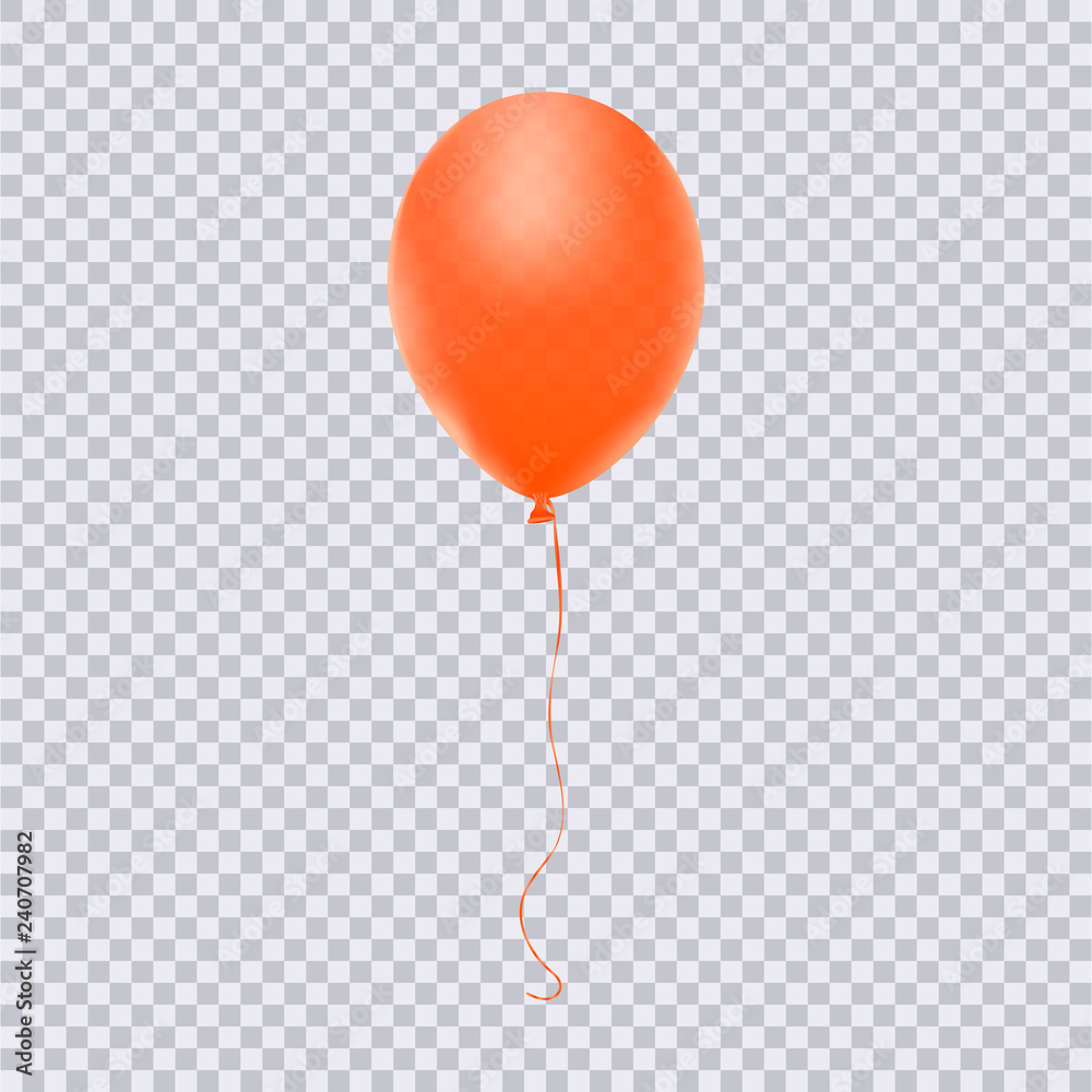 Realistic orange balloon isolated on transparent background. Vector ...