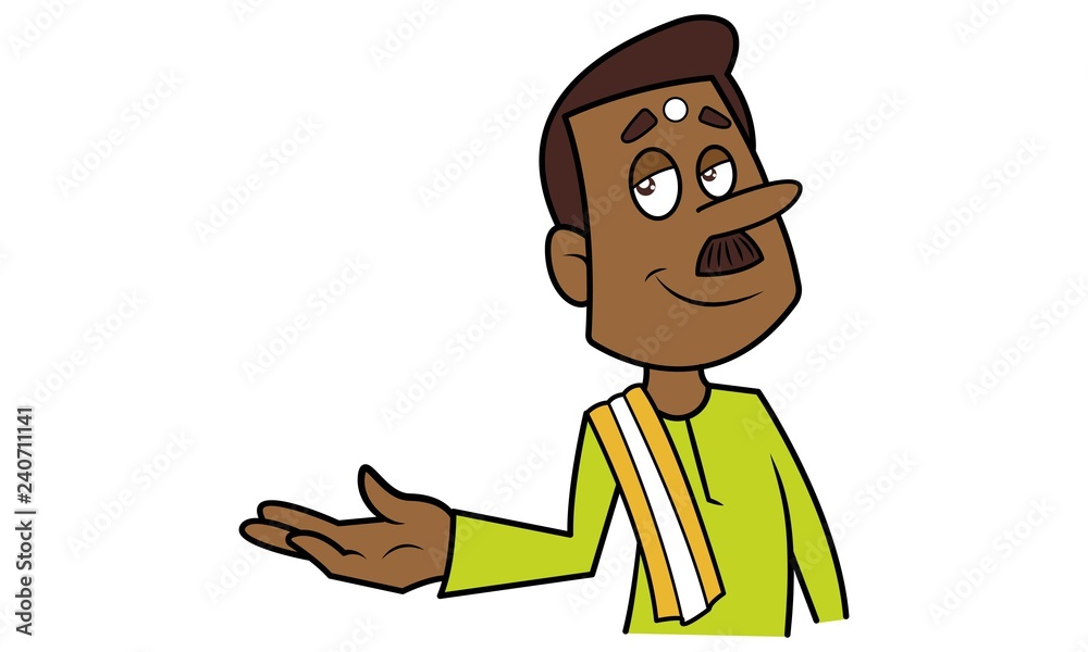 Vector cartoon illustration of south indian man talking. Isolated on ...