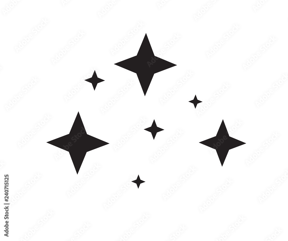 black glittering star light on white background. flat style. star ...