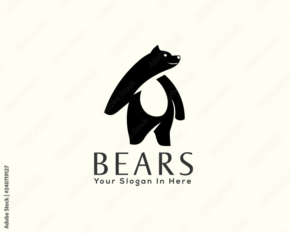 Simple stand bear logo design inspiration Stock Vector | Adobe Stock