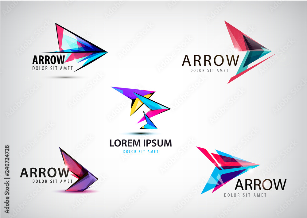 Vector set of abstract arrow logos, pointer Stock Vector | Adobe Stock