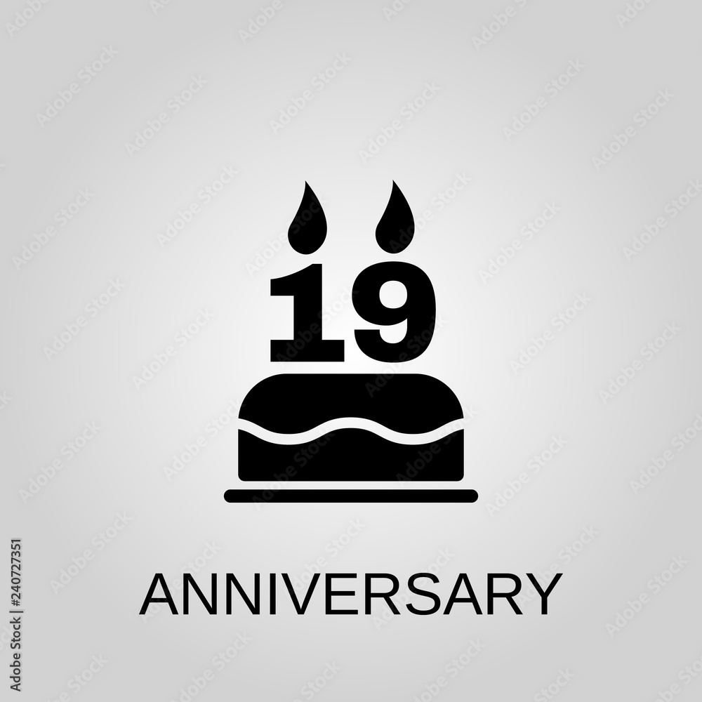 The birthday cake with candles in the form of number 19 icon ...