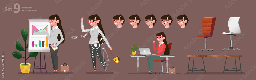 Stylized characters set for animation. Woman office professions. Set ...